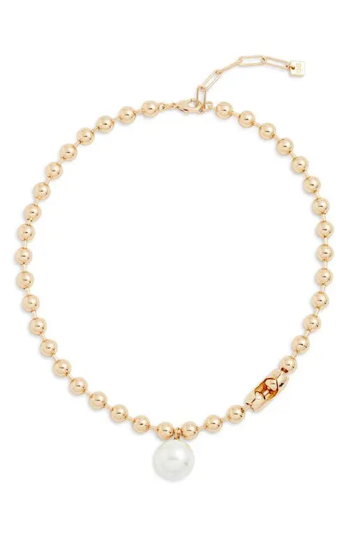 OPEN EDIT Shotbead Cultured Pearl Collar Necklace - White- Gold