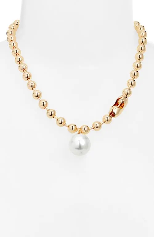 OPEN EDIT Shotbead Cultured Pearl Collar Necklace - White- Gold