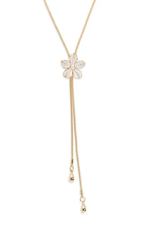 Nordstrom Painted Pansy Bolo Necklace - Ivory- Gold