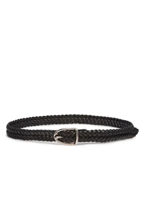 TOM FORD Angled Buckle Woven Leather Belt - 1n001 Black