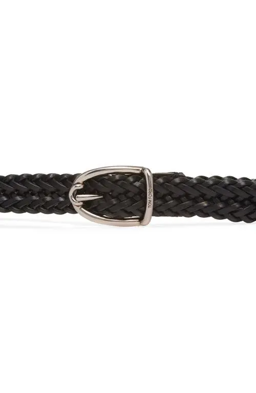 TOM FORD Angled Buckle Woven Leather Belt