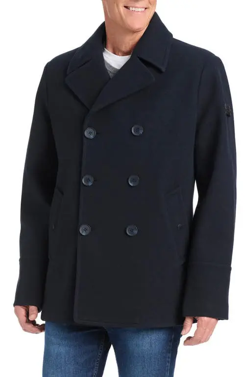 Vince Camuto Double-breasted Water-resistant Coat - Navy