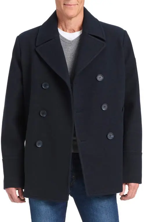 Vince Camuto Double-breasted Water-resistant Coat - Navy