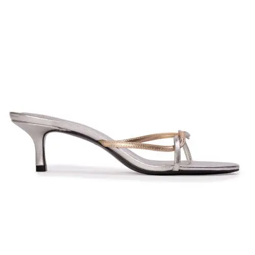 BLACK SUEDE STUDIO Fae 50 Braided Strap Mule - Silver/gold Leather