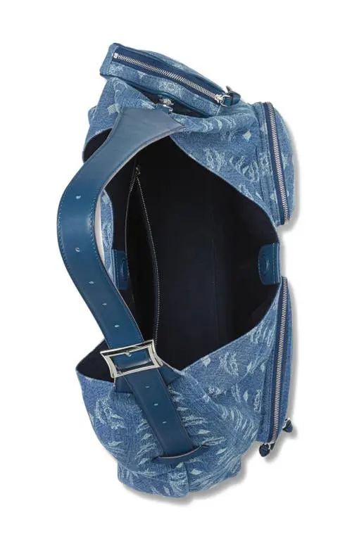 Mcm Aren Multi-shopper In Monogram Denim Jacquard