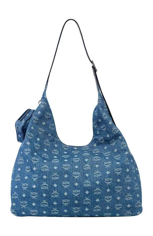 Mcm Aren Multi-shopper In Monogram Denim Jacquard