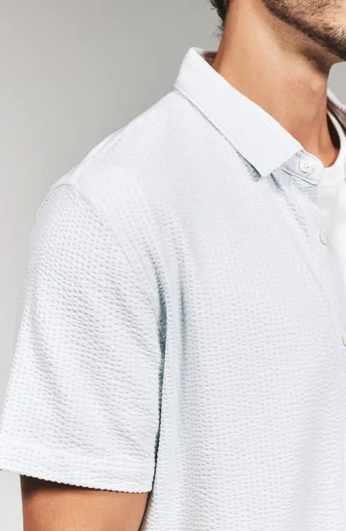 7 Diamonds Keaton Stripe Seersucker Short Sleeve Button-up Shirt - Grey