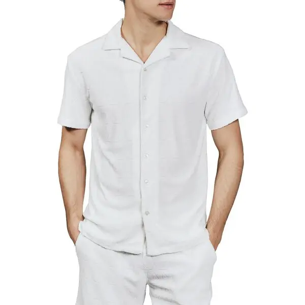 7 Diamonds Ponce Terry Cloth Camp Shirt - Natural