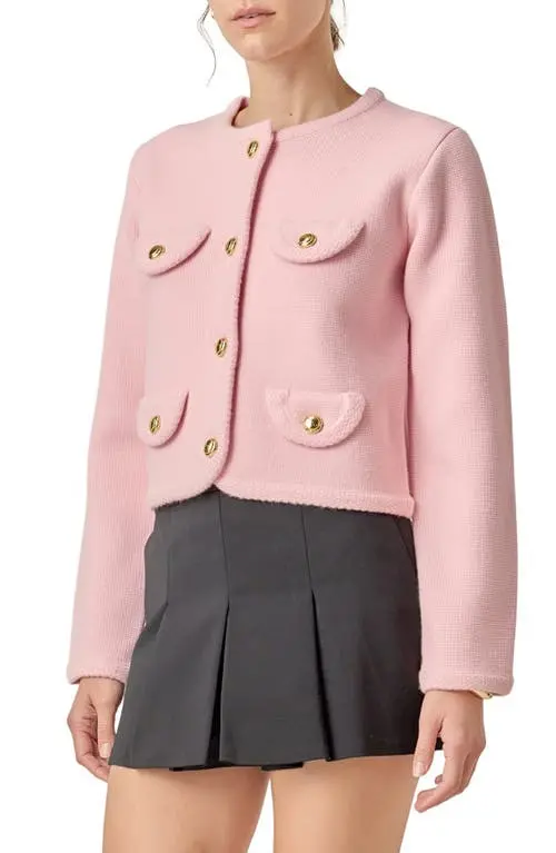 English Factory Round Hem Cardigan - Pink