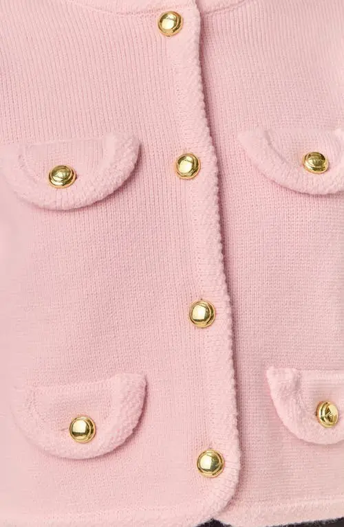 English Factory Round Hem Cardigan - Pink