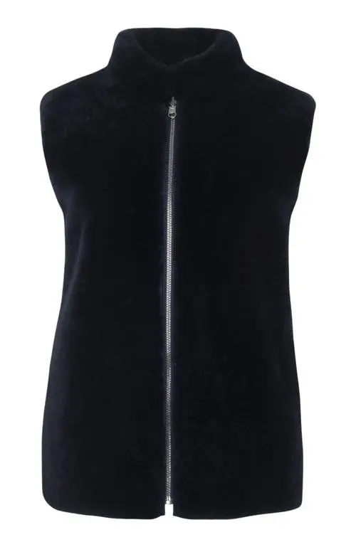 Gorski Reversible Shearling Vest With Loro Piana Wool And Cashmere Quilted Down Back - Navy/navy