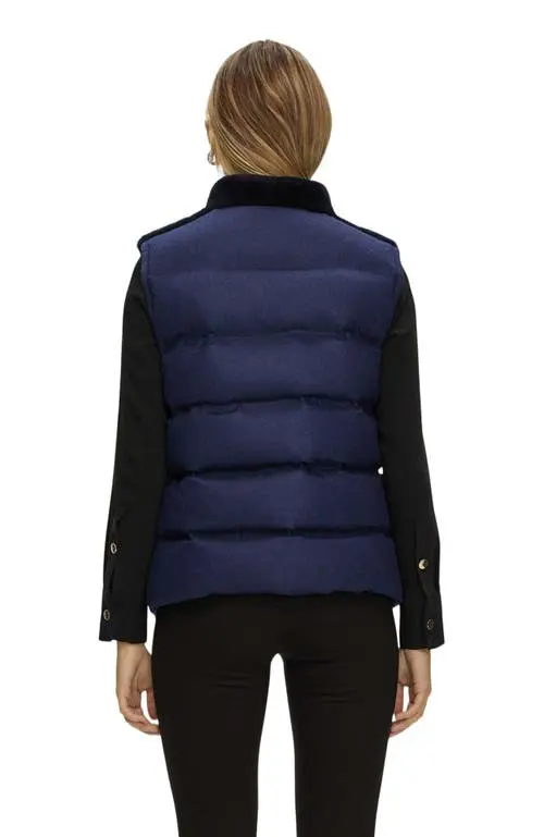 Gorski Reversible Shearling Vest With Loro Piana Wool And Cashmere Quilted Down Back - Navy/navy