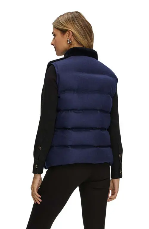 Gorski Reversible Shearling Vest With Loro Piana Wool And Cashmere Quilted Down Back - Navy/navy