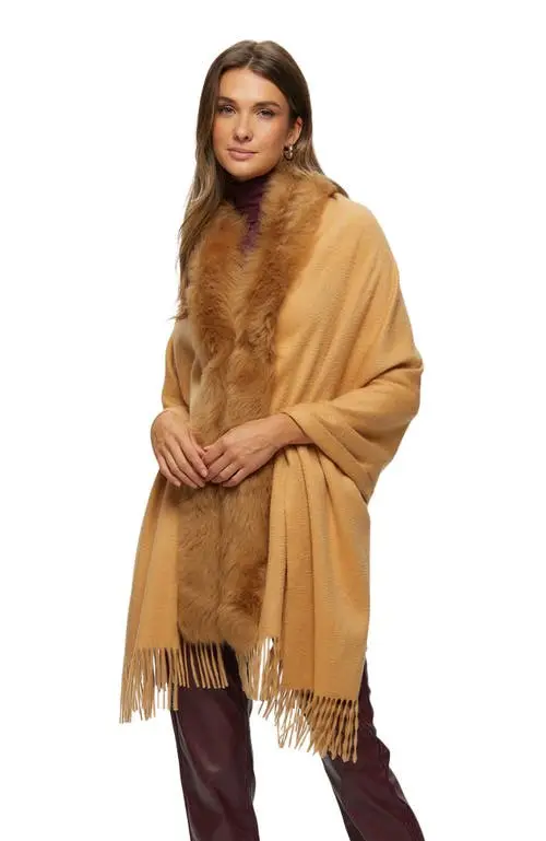 Gorski Cashmere Stole With Trim - Light Camel
