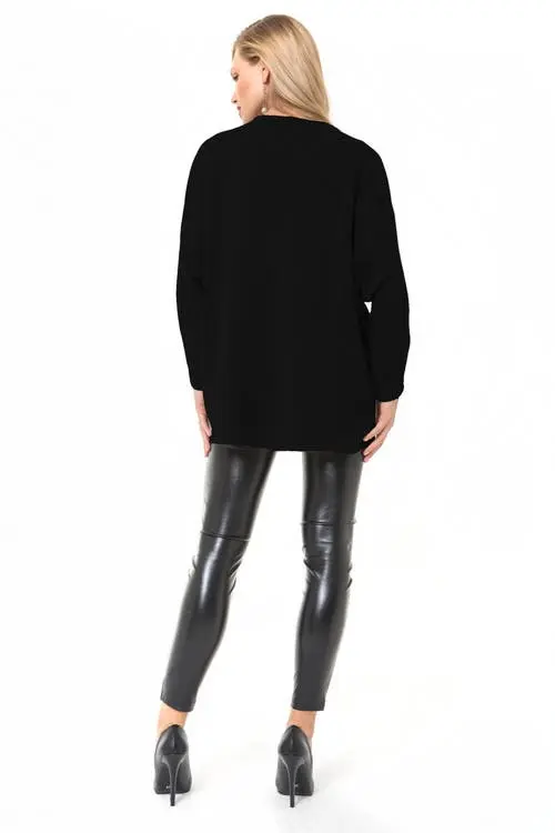 ACCOUCHEE Let Loose Crossover Long Sleeve Maternity/nursing Knit Top - Black