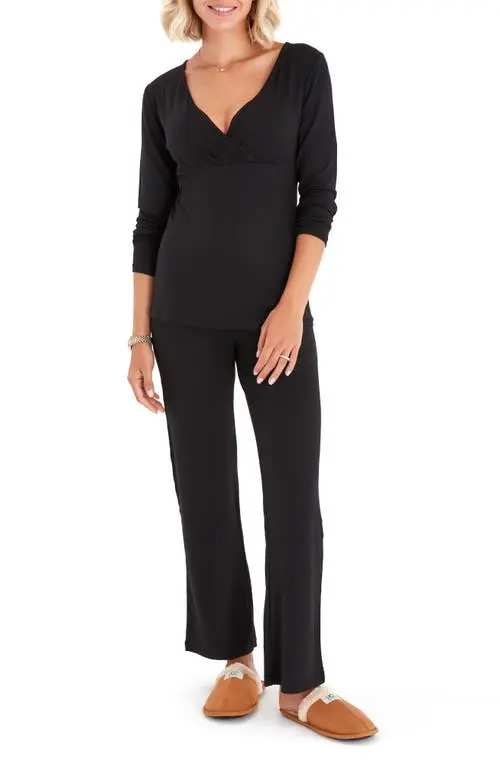 ACCOUCHEE Sleep Tight Pajama Set For Pregnancy - Black
