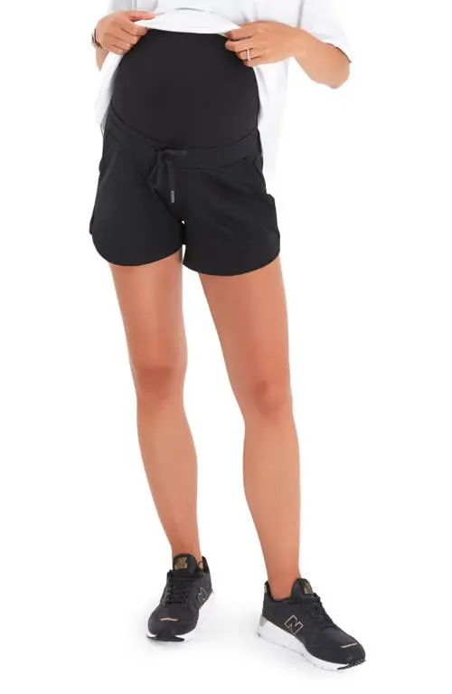 ACCOUCHEE Relax Foldover Waistband Maternity Shorts - Black