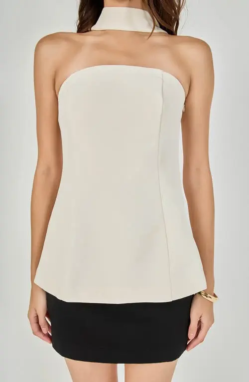 Endless Rose Sleeveless Choker Tie Top - Sand