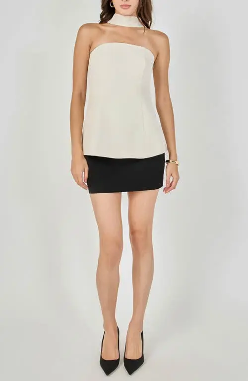Endless Rose Sleeveless Choker Tie Top - Sand