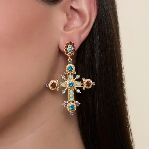 Jessica Simpson Cross Drop Earrings
