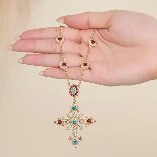 Jessica Simpson Crystal Cross Pendant Necklace