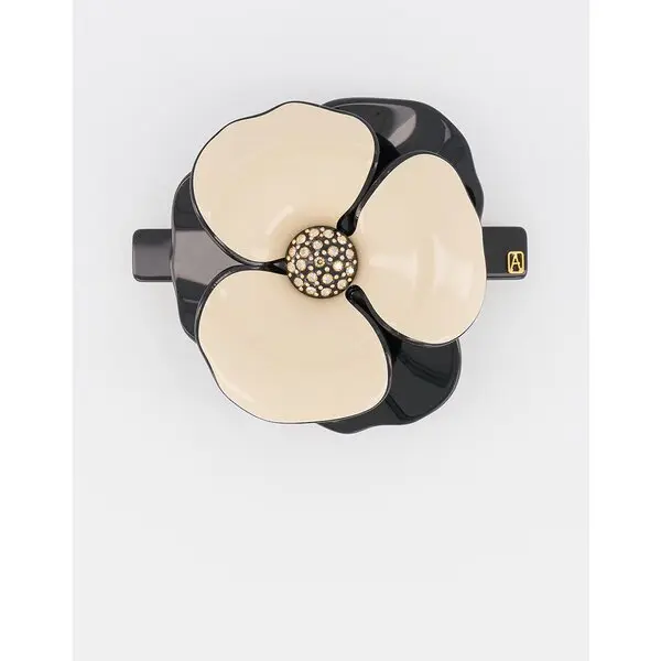 Alexandre De Paris Camelia Barette - Beige And Black