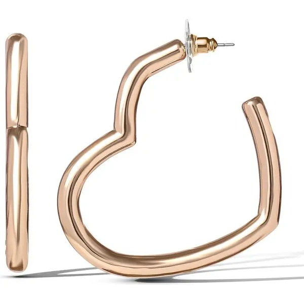 Jessica Simpson Open Heart Thin Wire Hoop Earrings - Gold