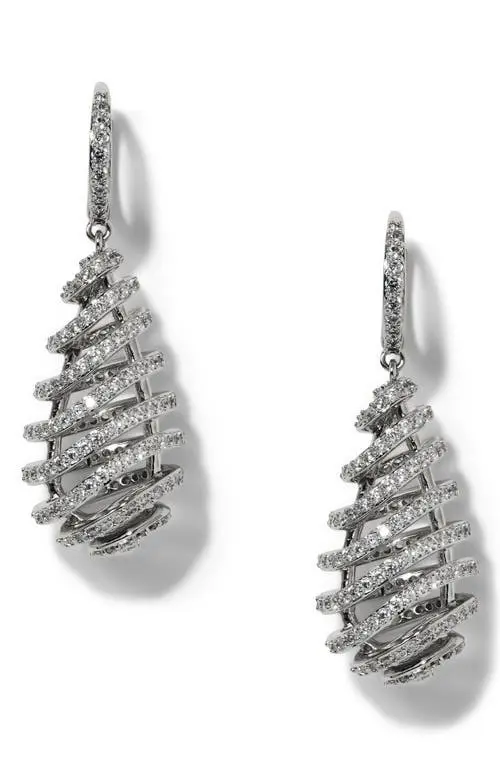 Nadri Pisa Open Pavé Drop Earrings - Rhodium