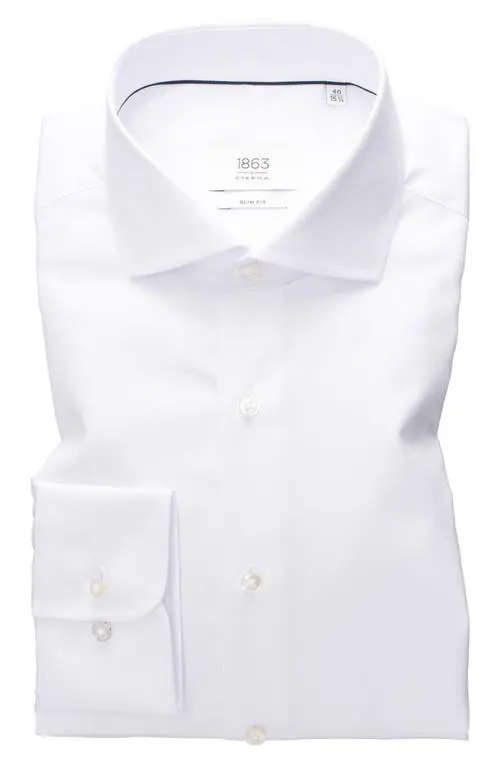 1863 BY ETERNA Luxury Slim Fit Non-iron Dress Shirt - White