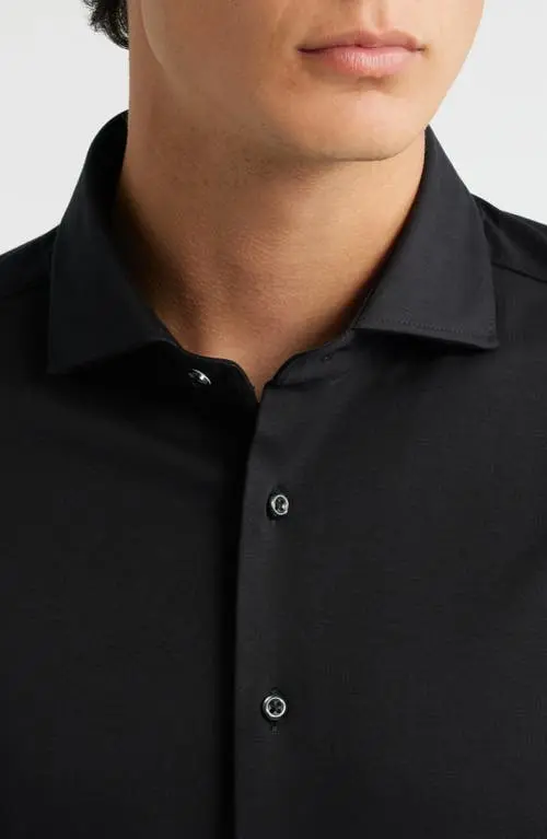 1863 BY ETERNA Jersey Slim Fit Dress Shirt - Black