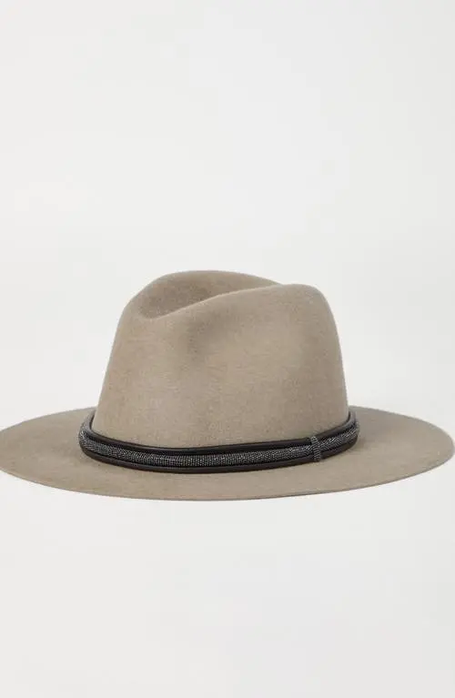 Brunello Cucinelli Felt Fedora With Monili - Dove Grey