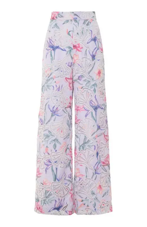 PatBO Amaryllis Embroidered Straight Leg Pants