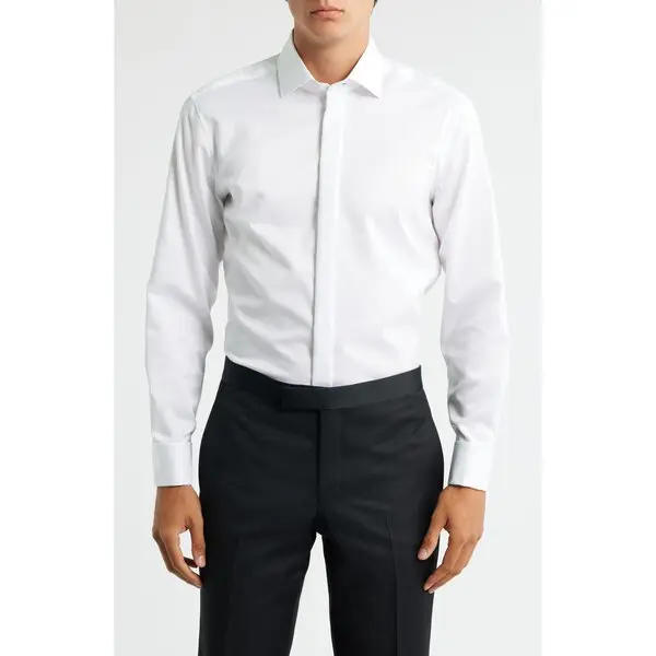 1863 BY ETERNA Luxury Covered Placket Non-iron Dress Shirt