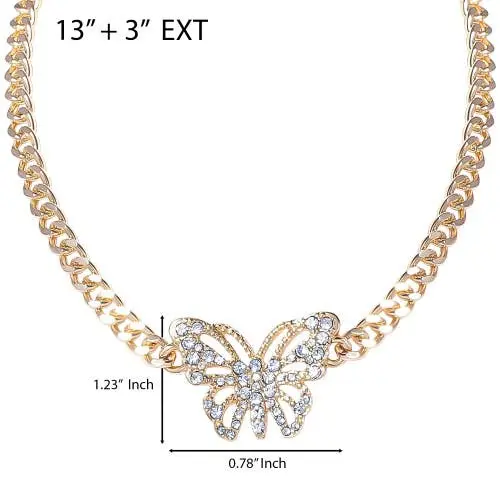 Jessica Simpson Tone Butterfly Pendant Chain Necklace - Gold