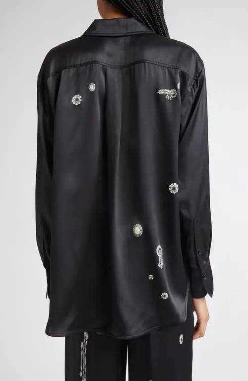 Victoria Beckham Crystal Print Silk Pajama Shirt