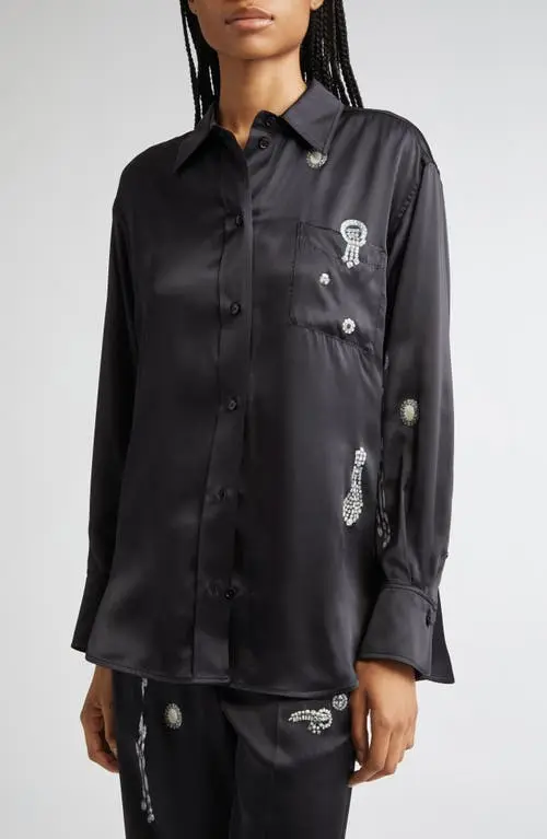 Victoria Beckham Crystal Print Silk Pajama Shirt