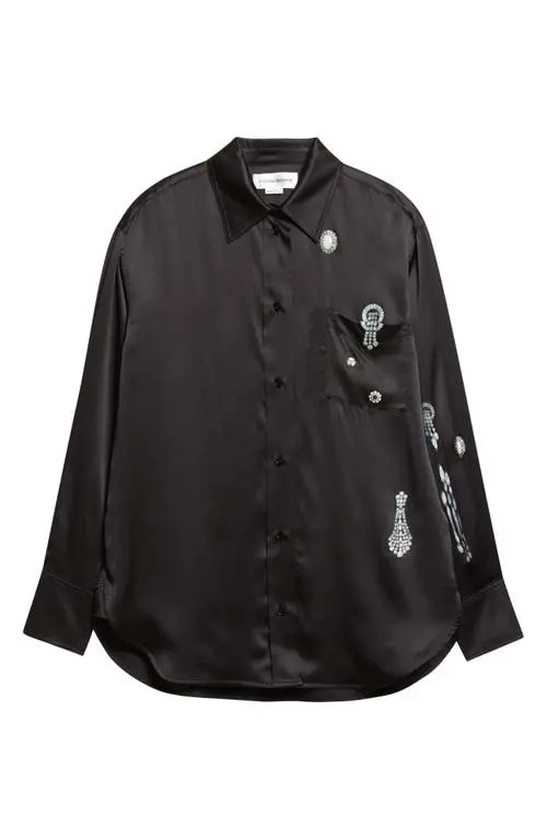 Victoria Beckham Crystal Print Silk Pajama Shirt