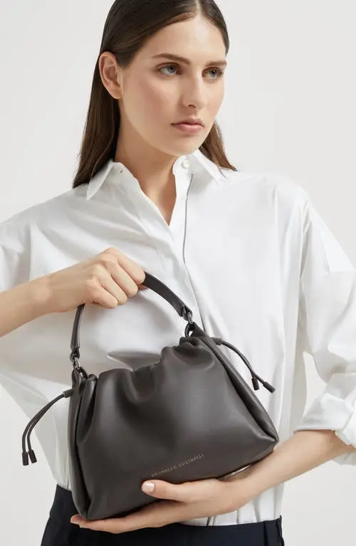Brunello Cucinelli Small Leather Bucket Bag - Brown