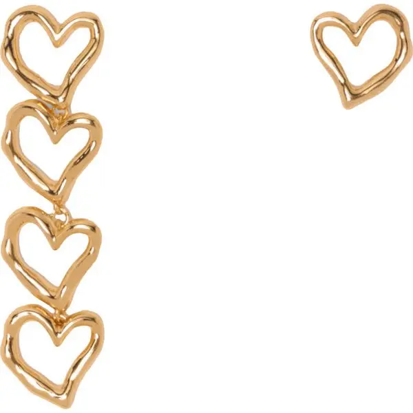 Maje Asymmetric Heart Earrings - Light Gold