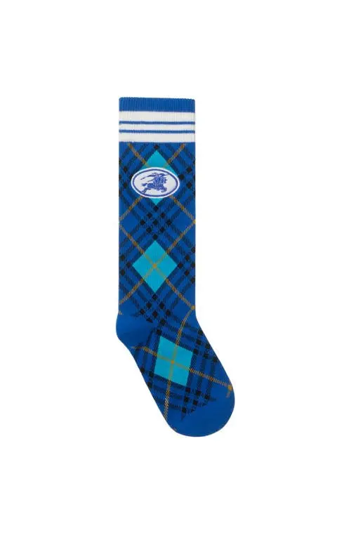 Burberry Argyle Check Stretch Cotton Blend Socks - Hyacinth