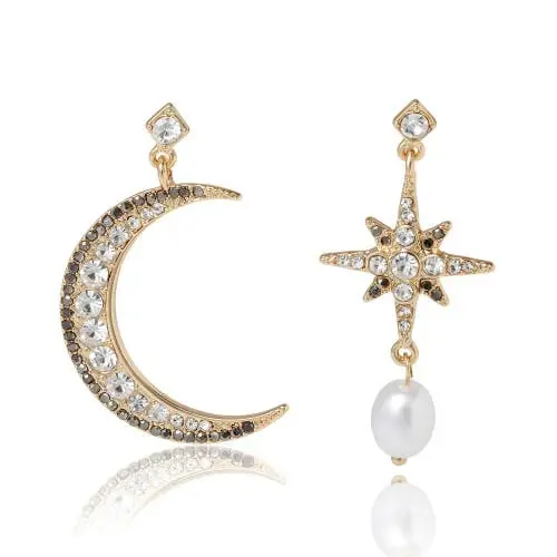 Bcbgmaxazria Star And Moon Drop Earrings - Gold