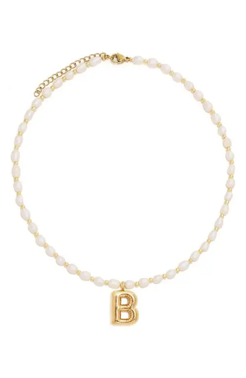 PETIT MOMENTS Dainty Initial Pendant Necklace - Gold-b