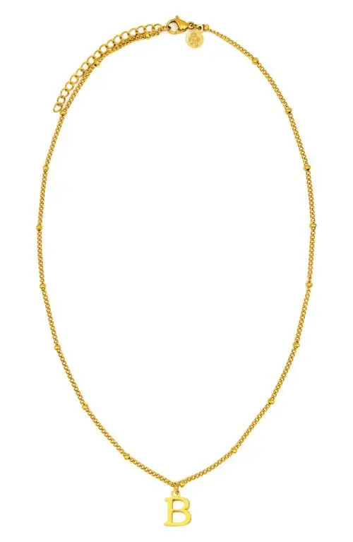 PETIT MOMENTS Initial Pendant Necklace - Gold-b