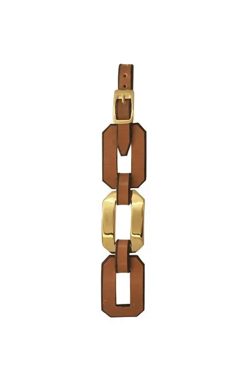 CXC Octagon Leather Bracelet - Gold