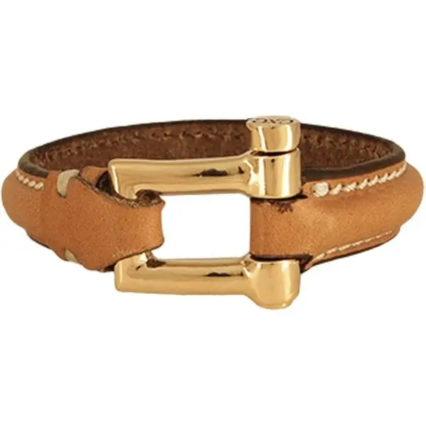 CXC Shackle Dune Leather Bracelet - Gold