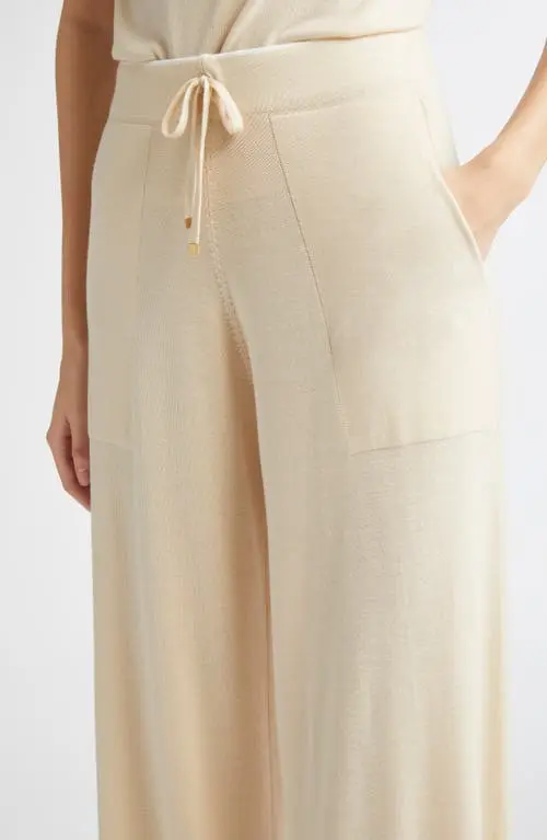 Eleventy Merino Wool Wide-leg Trousers - 02a-01 Beige And White