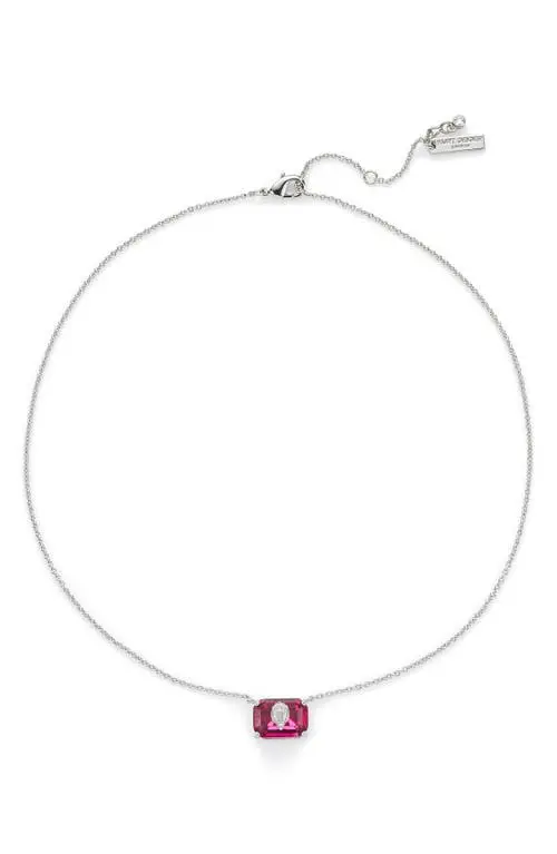 Kurt Geiger Emerald Cut Pendant Necklace - Fuchsia