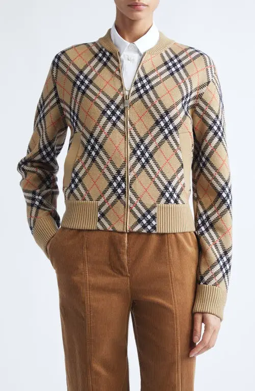 Burberry Check Jacquard-knit Sweater Jacket