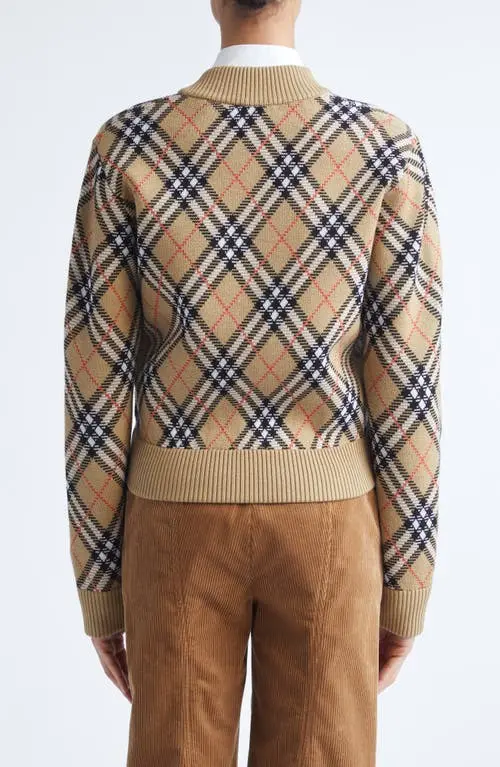 Burberry Check Jacquard-knit Sweater Jacket