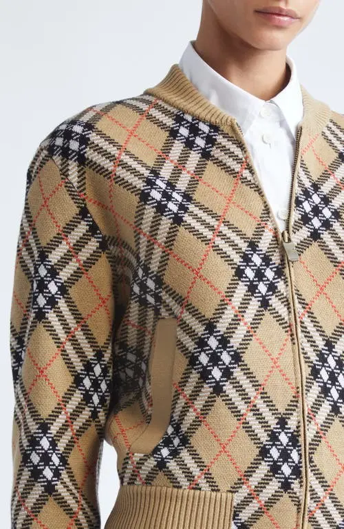 Burberry Check Jacquard-knit Sweater Jacket